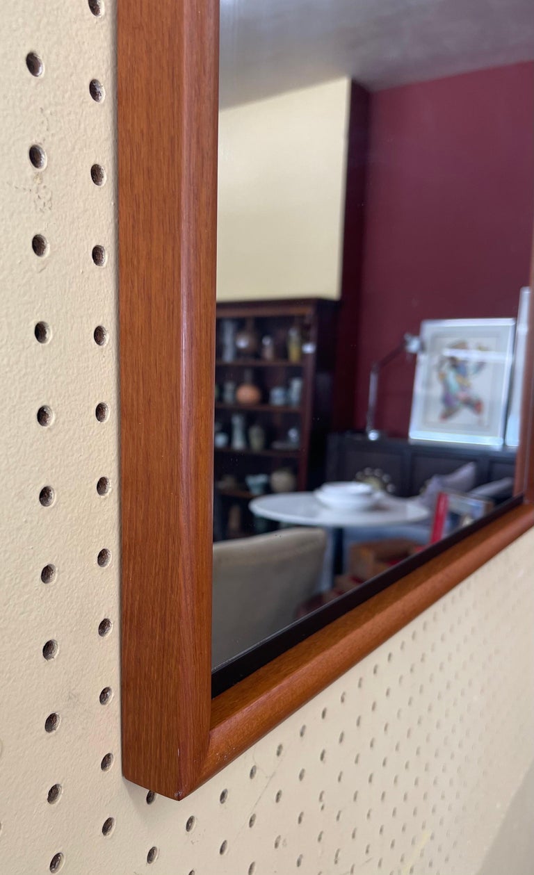 Danish Modern Solid Teak Frame with Floating Mirror For Sale at 1stDibs
