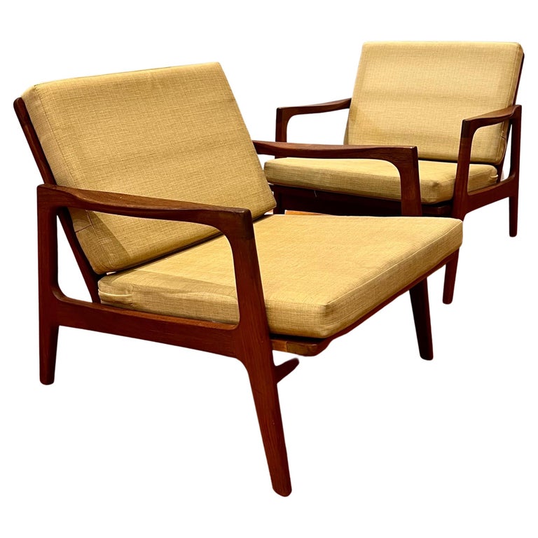 Danish Modern Solid Teak Frames Pair of Arm Chairs Danish Contol Tag ...