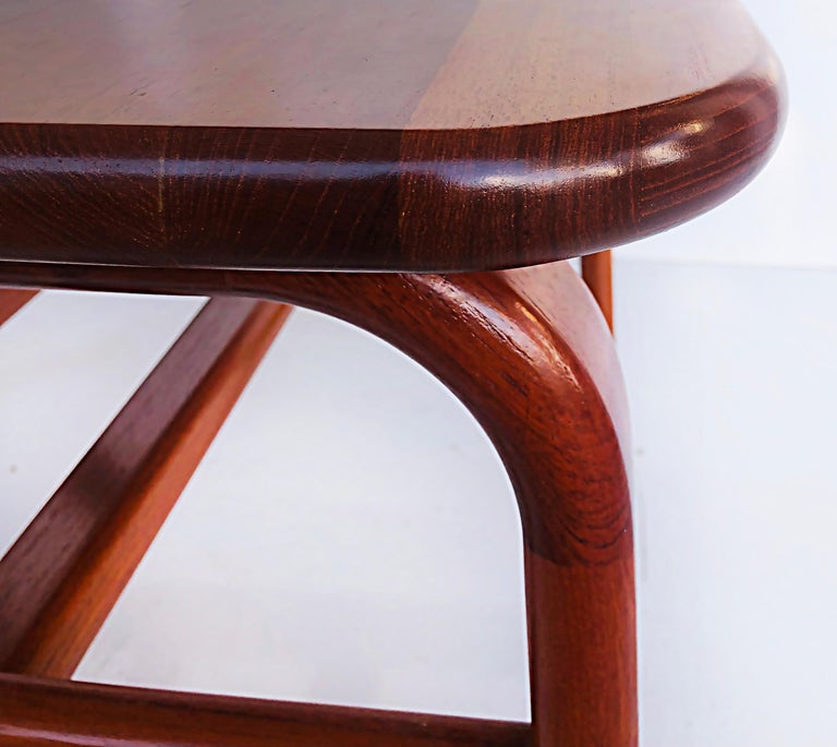 Danish Modern Solid Teak Side Table Rounded Edges and Curved Legs For ...