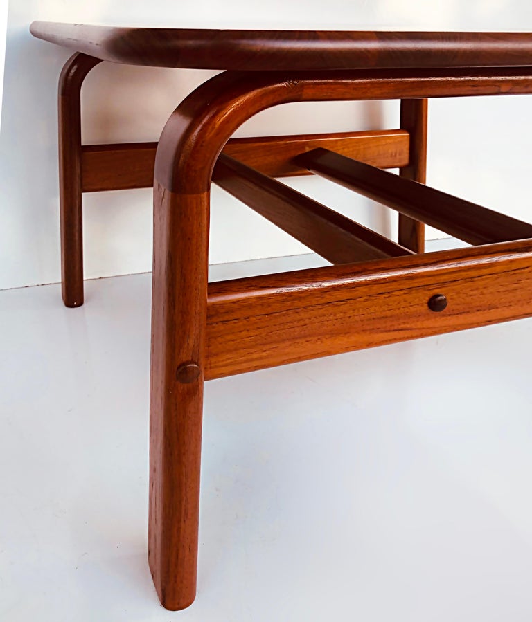 Danish Modern Solid Teak Side Table Rounded Edges and Curved Legs For ...