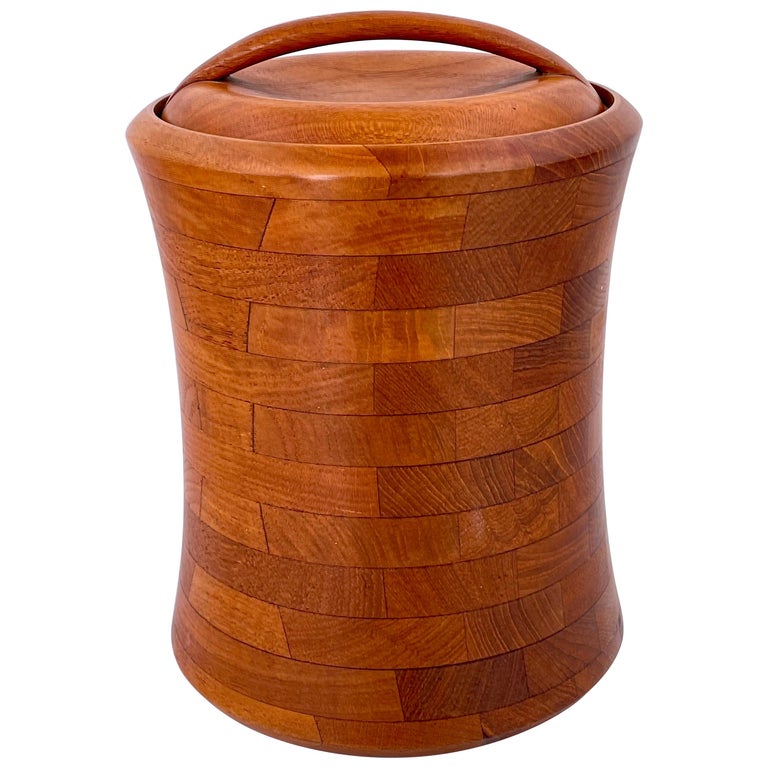 Danish Modern Solid Teak tall Ice Bucket at 1stDibs