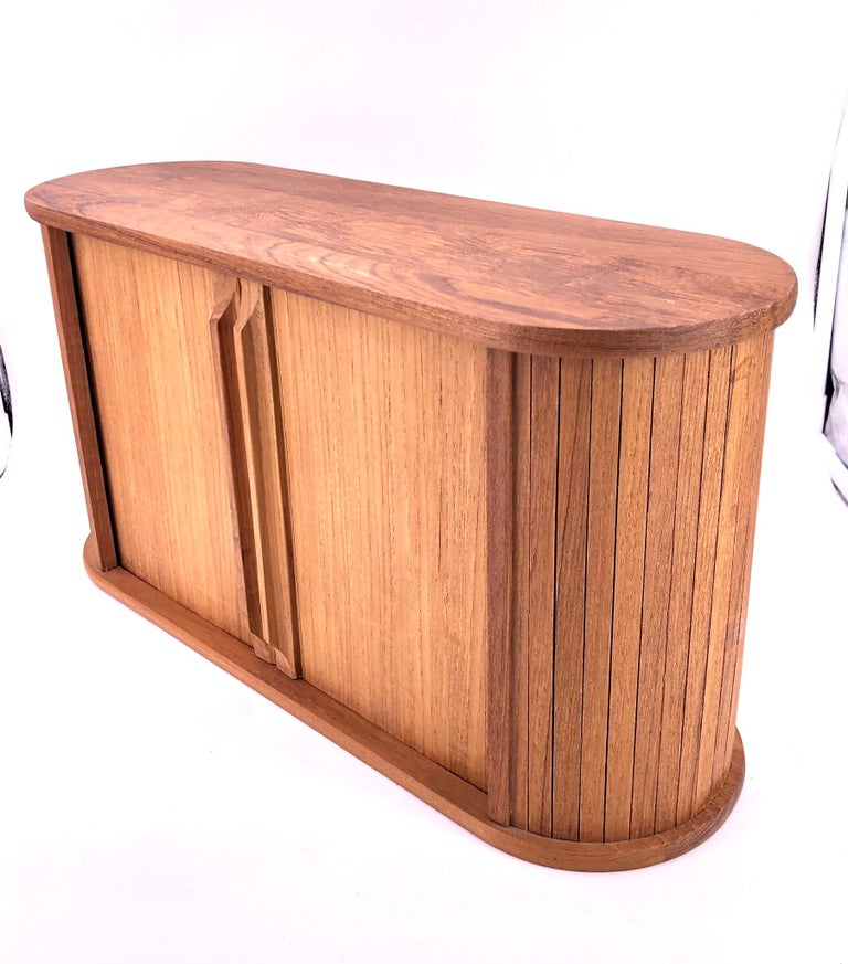 Danish Modern Solid Teak Tambour Door Box at 1stDibs