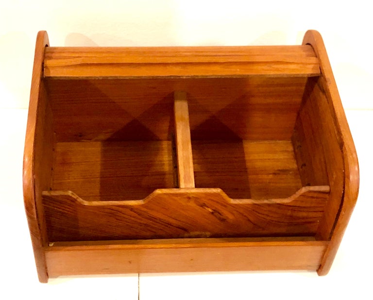 Danish Modern Solid Teak Tambour Door Trinket Desk Top Box at 1stDibs