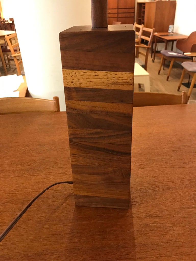 Danish Modern Solid Walnut Butcher Block Table Lamp by Martz For Sale ...