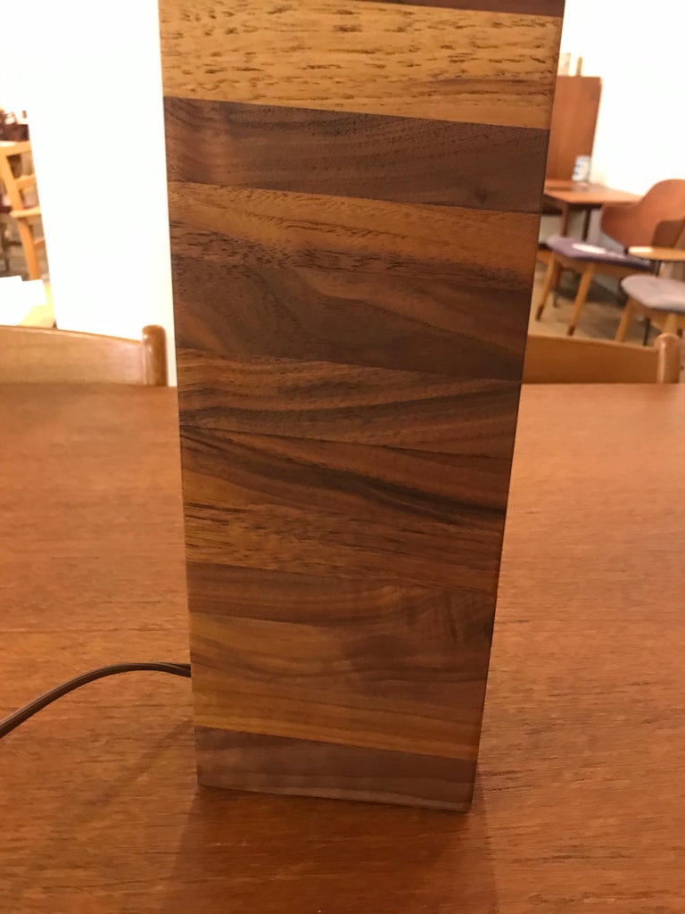 Danish Modern Solid Walnut Butcher Block Table Lamp by Martz For Sale ...