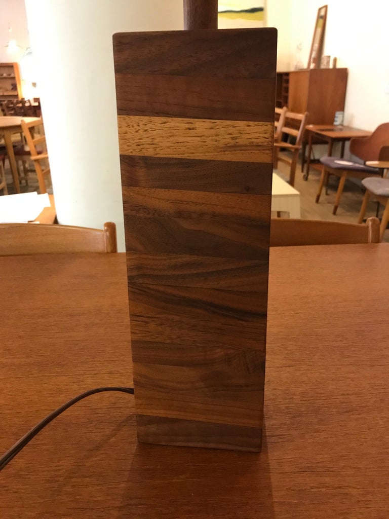 Danish Modern Solid Walnut Butcher Block Table Lamp by Martz For Sale ...