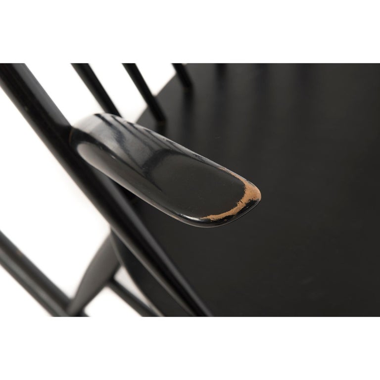 Danish Modern Spindle Backed Wooden Rocking Chair at 1stDibs | spindle ...