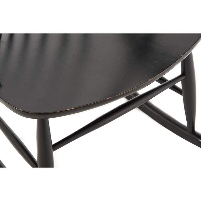 Danish Modern Spindle Backed Wooden Rocking Chair at 1stDibs | spindle ...