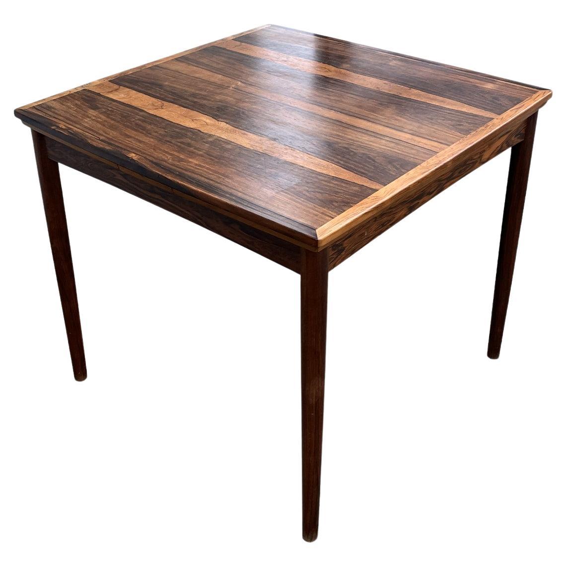 Danish Modern Square Teak Draw Leaf Dining Table For Sale at 1stDibs