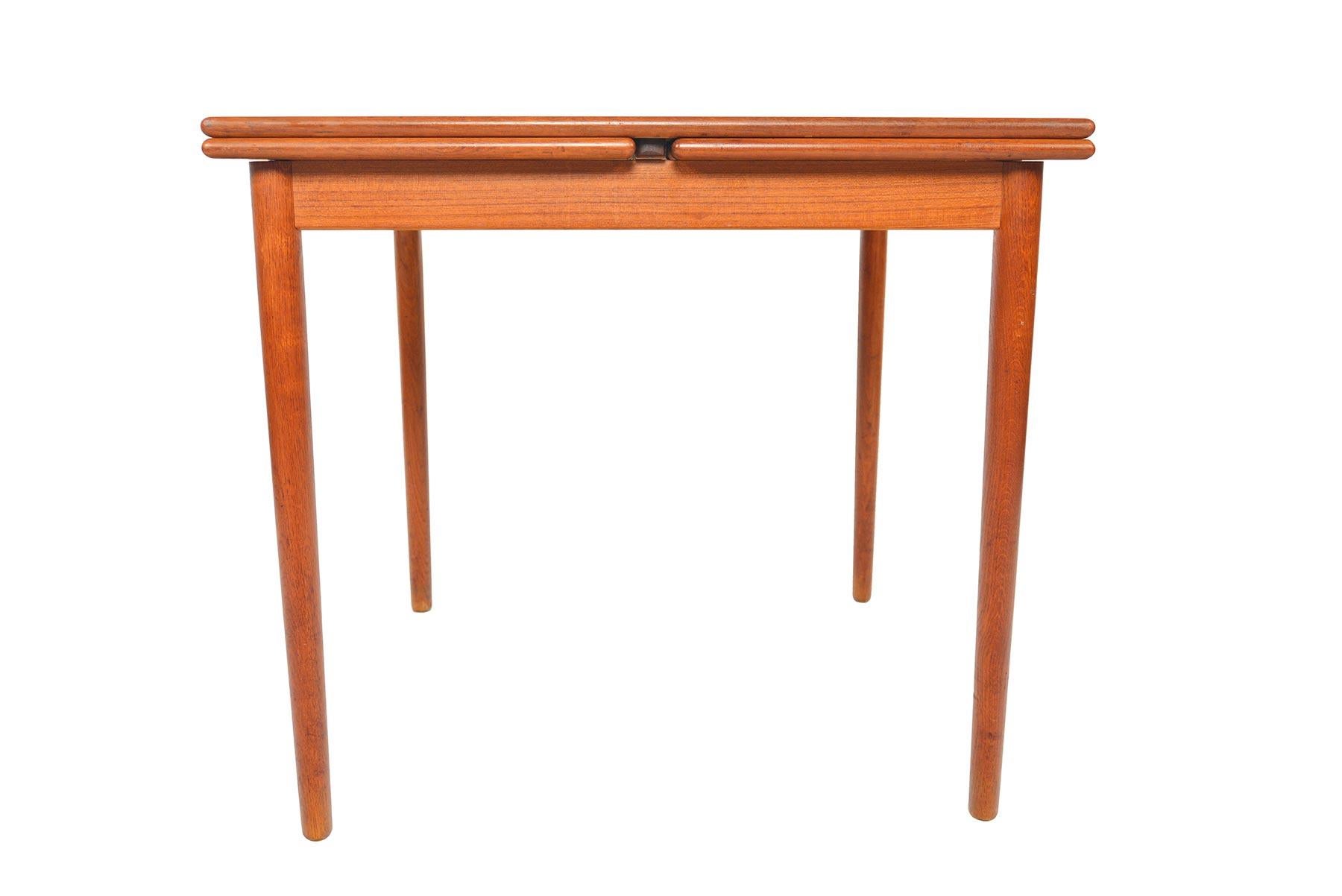 Danish Modern Square Teak Draw Leaf Dining Table For Sale at 1stDibs