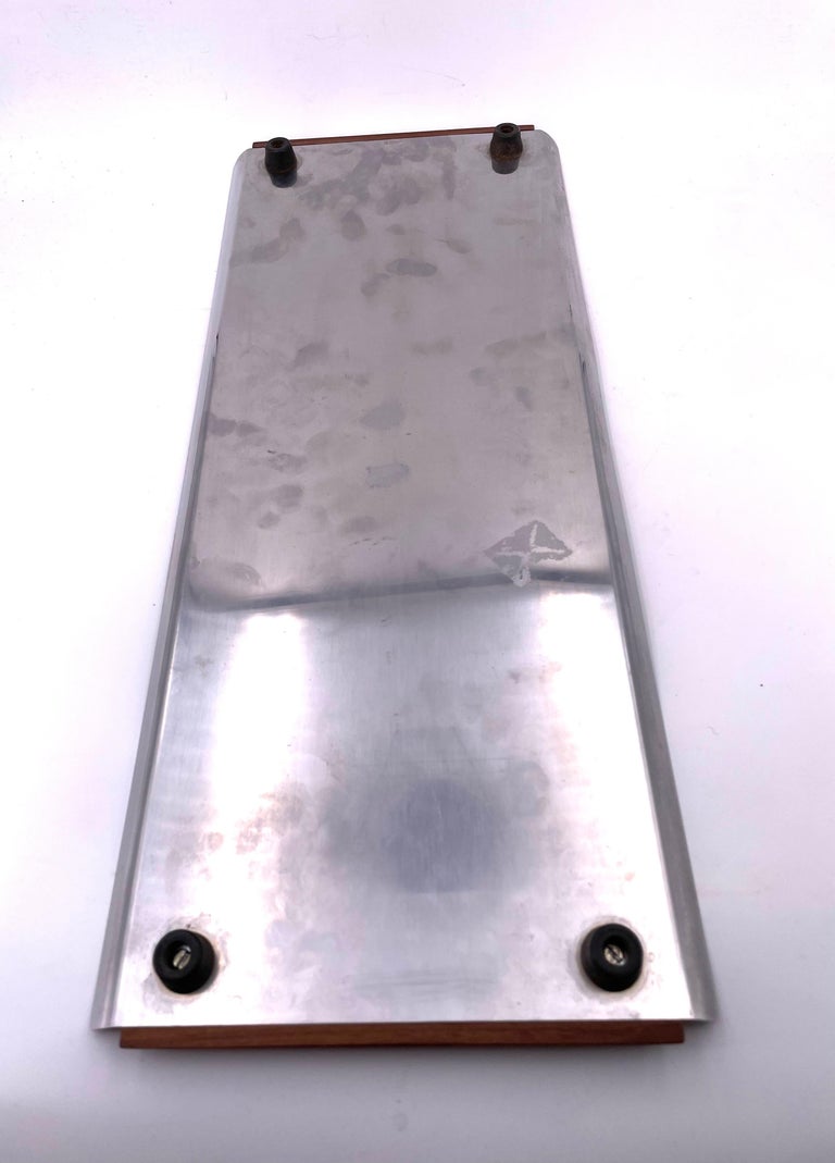 Danish Modern Stainless Steel and Teak Handles Serving Tray For Sale at ...