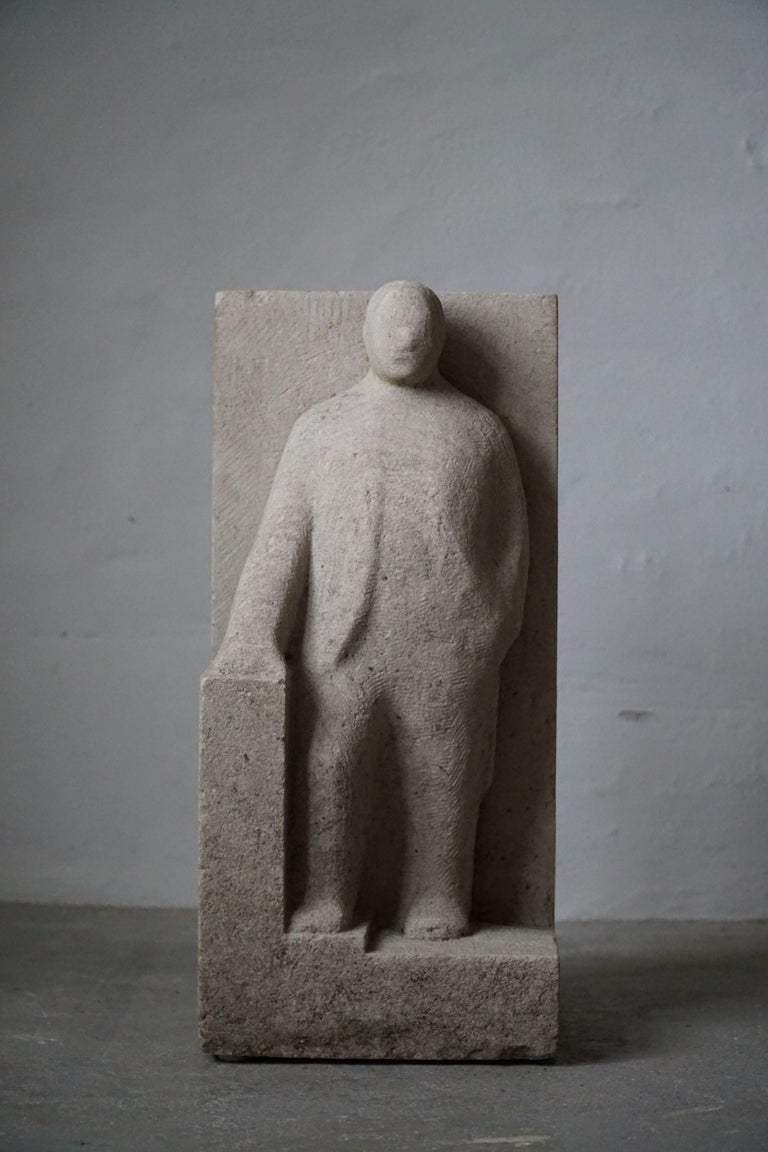 Danish Modern Stone Figure, "Standing Man", 1980s at 1stDibs