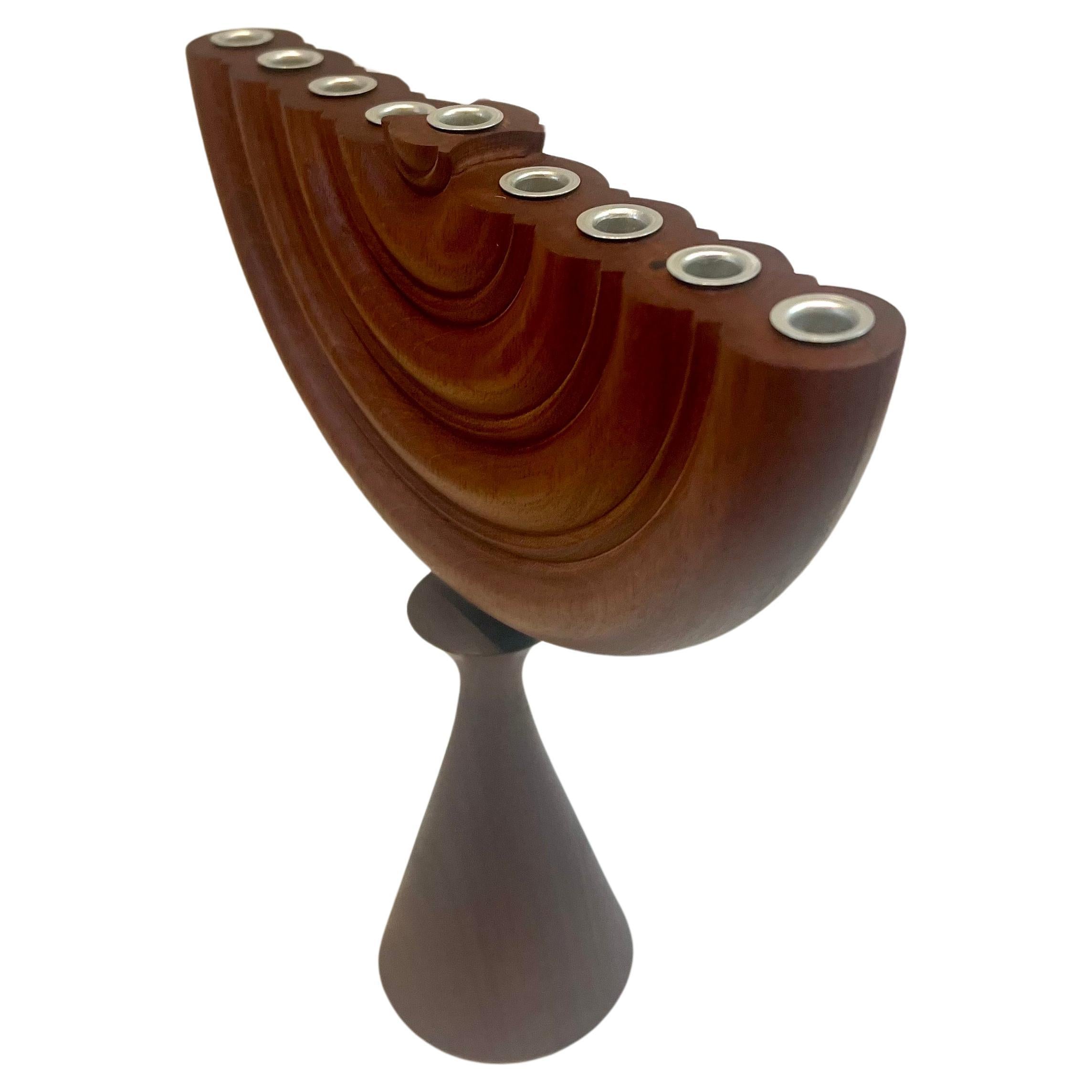 Danish Modern Striking Rare Solid Teak Menorah For Sale at 1stDibs