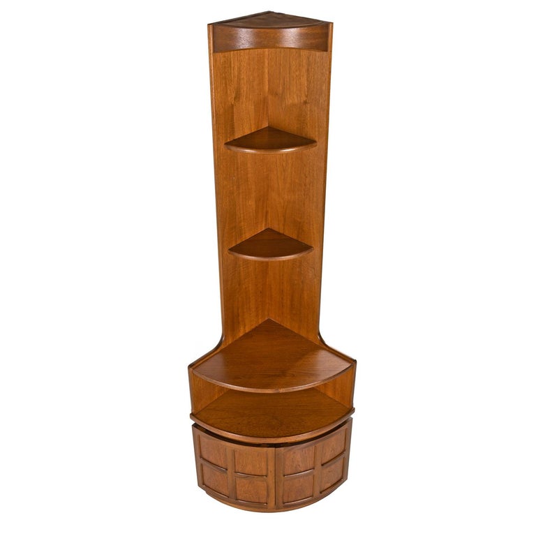 Danish Modern Style Lighted Teak Corner Cabinet by Nathan Furniture of ...