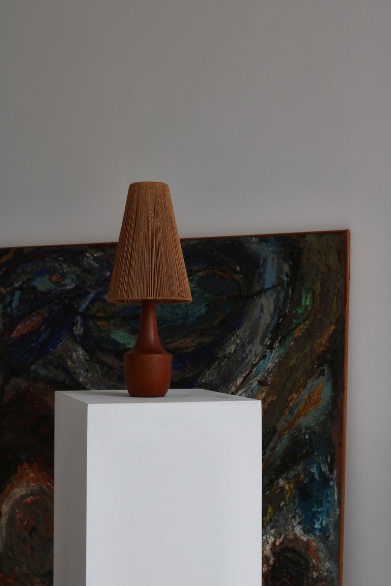 Danish Modern Table Lamp in Turned Teakwood and Sisal, 1950s For Sale ...
