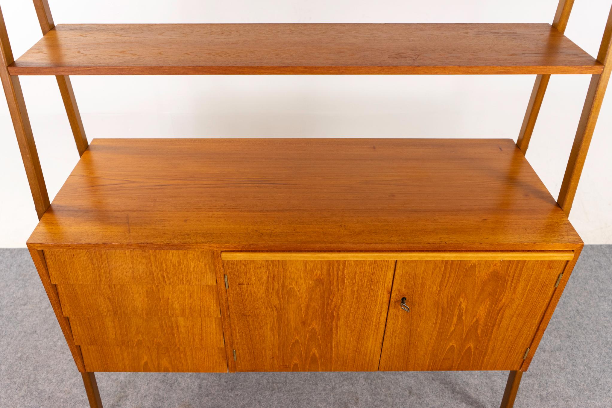 Danish Modern Tall Teak and Beech Bookcase/Cabinet For Sale at 1stDibs
