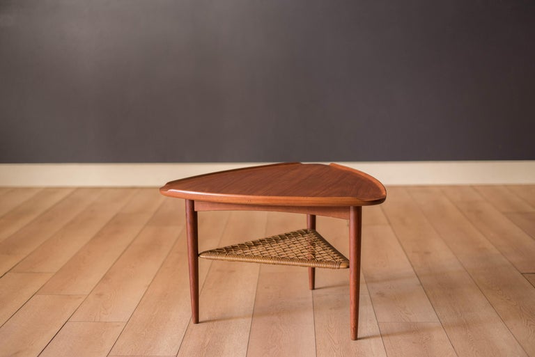 Danish Modern Teak and Cane Selig Ocassional Triangle End Table by Poul ...