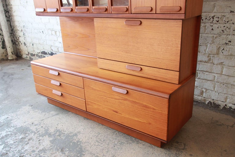 Danish Modern Teak Bar Cabinet Wall Unit at 1stDibs | bar wall unit ...