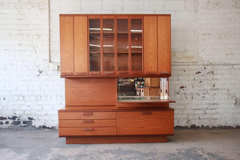 Danish Modern Teak Bar Cabinet Wall Unit at 1stDibs | bar wall unit ...