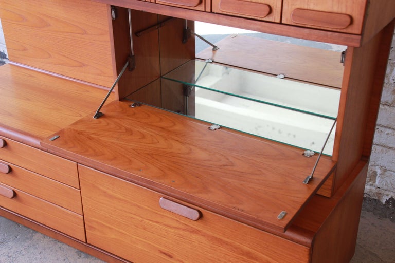 Danish Modern Teak Bar Cabinet Wall Unit at 1stDibs | bar wall unit ...