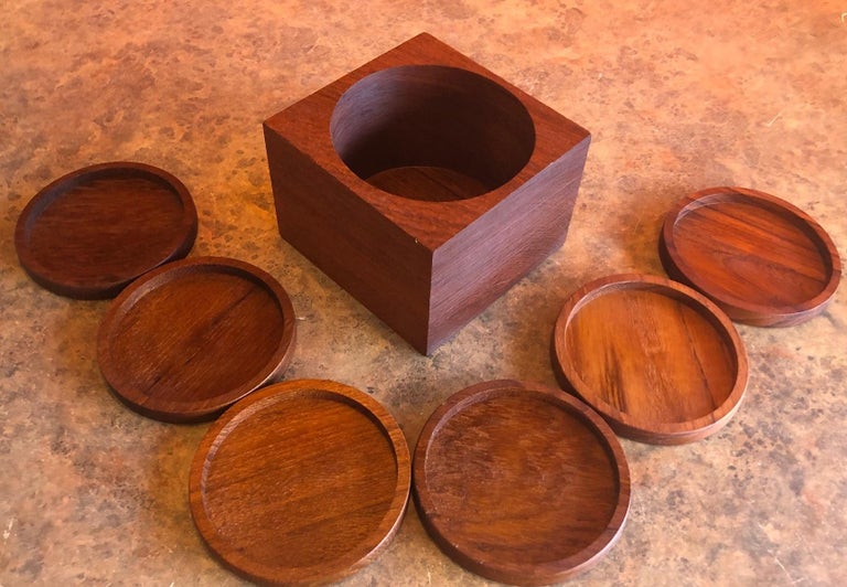 Danish Modern Teak Coaster Set at 1stDibs