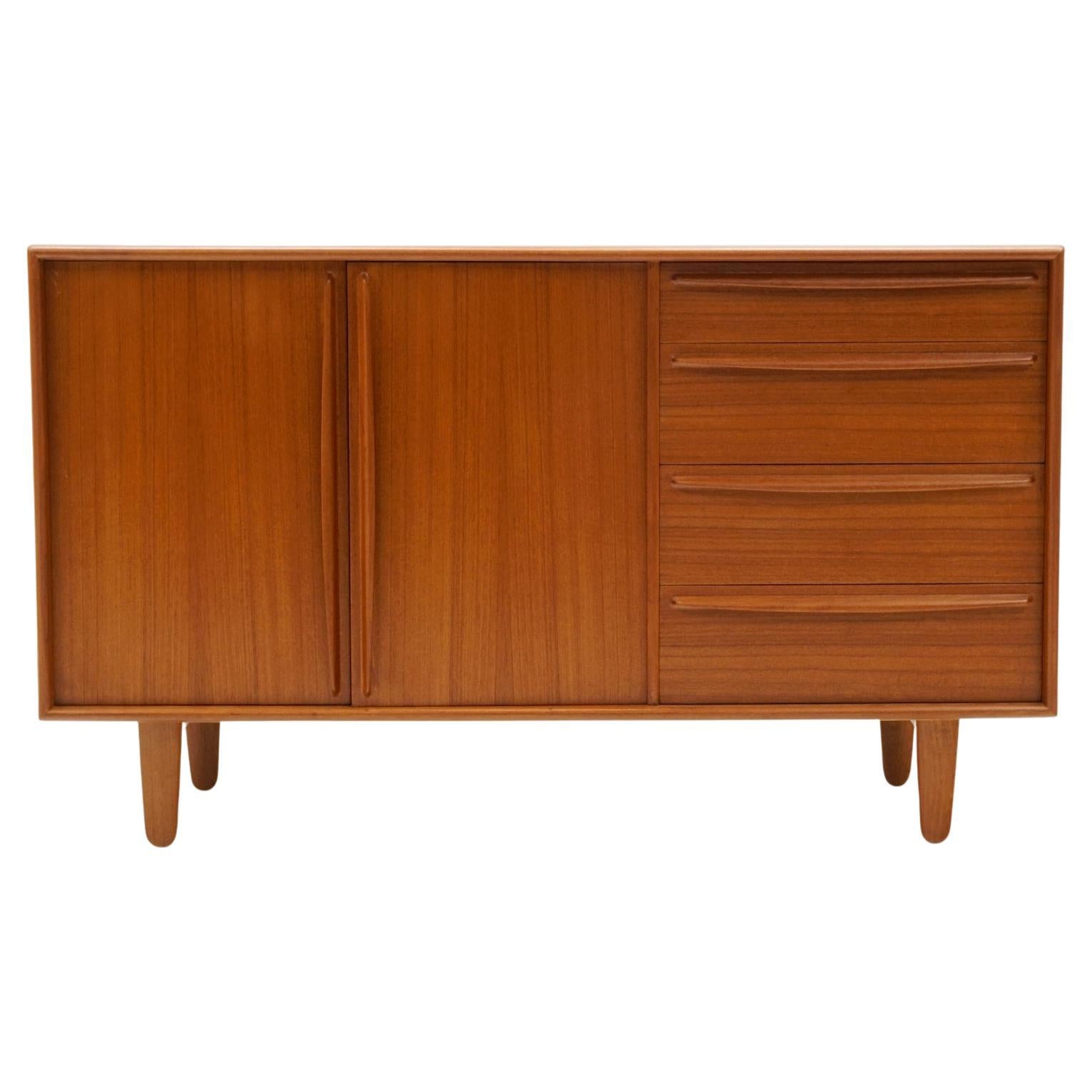 Rare Iversen Danish Teak Highboy Bachelors Skeleton Key Cabinet at 1stDibs