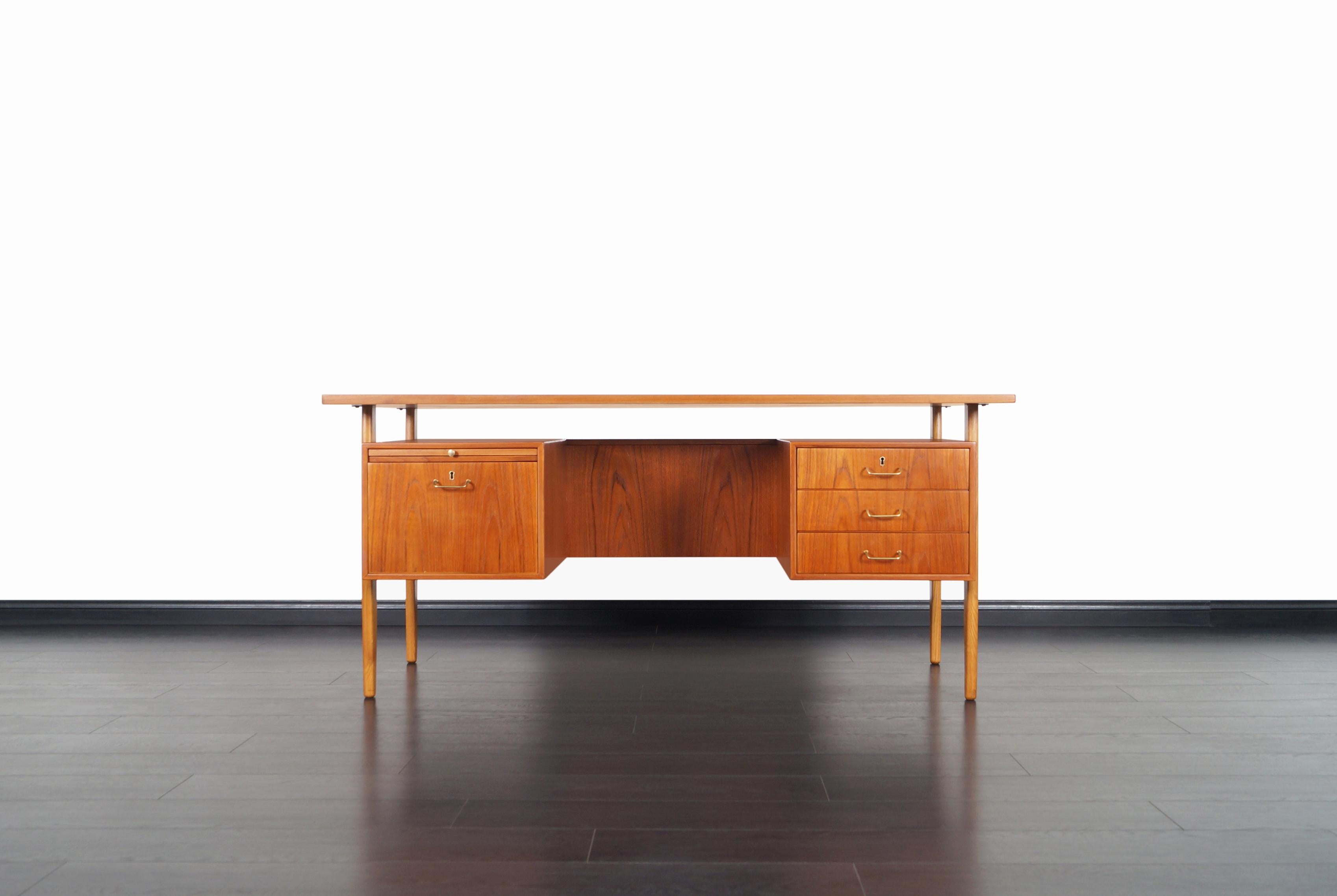 Danish Modern Teak Desk by Torben Strandgaard at 1stDibs | floating ...
