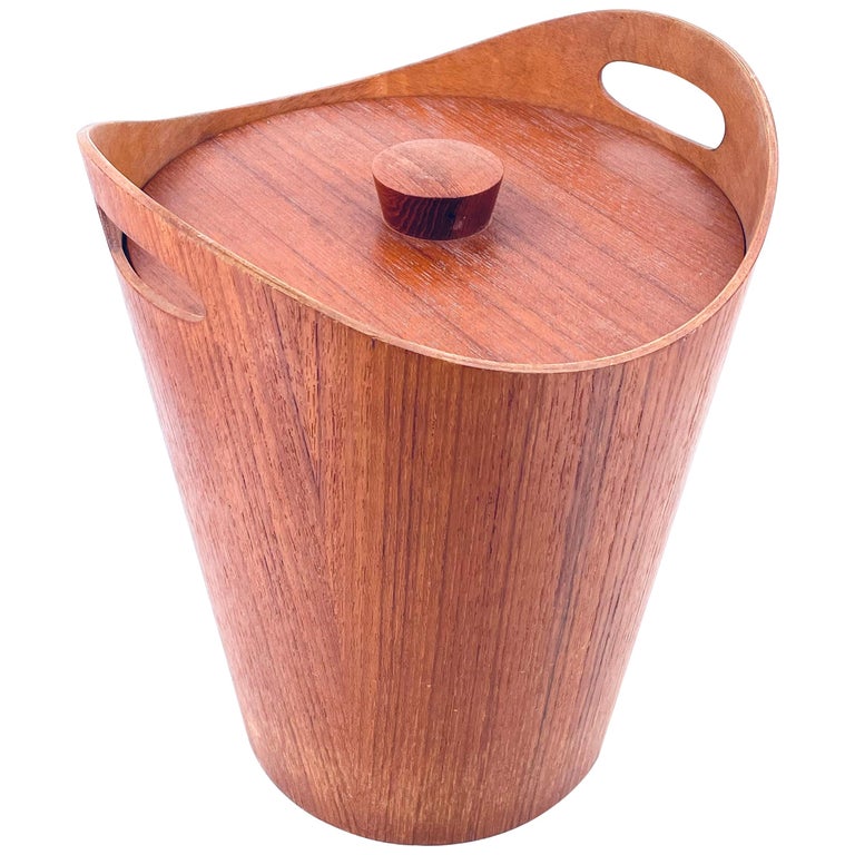Danish Modern Teak Ice Bucket with Aluminum Insert at 1stDibs