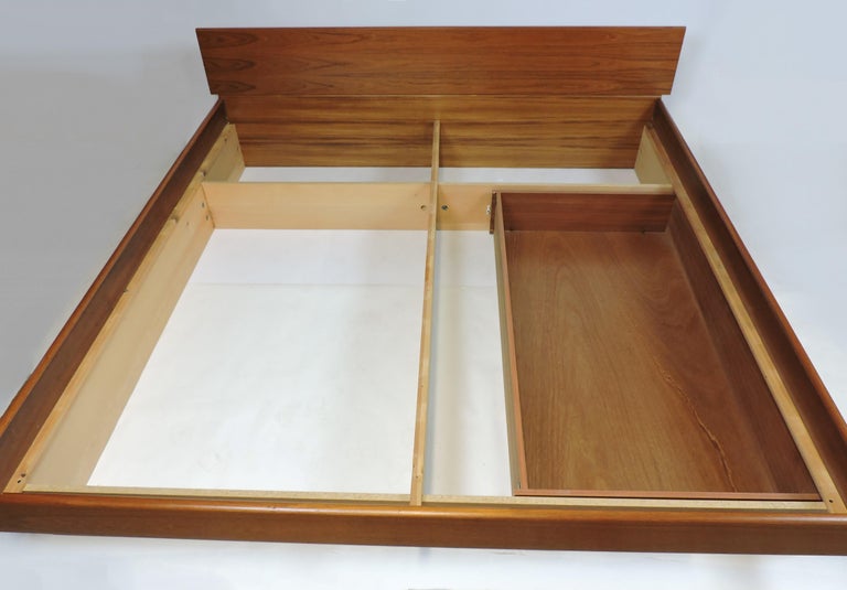 Danish Modern Teak King Size Platform Bed Frame with Storage at 1stDibs