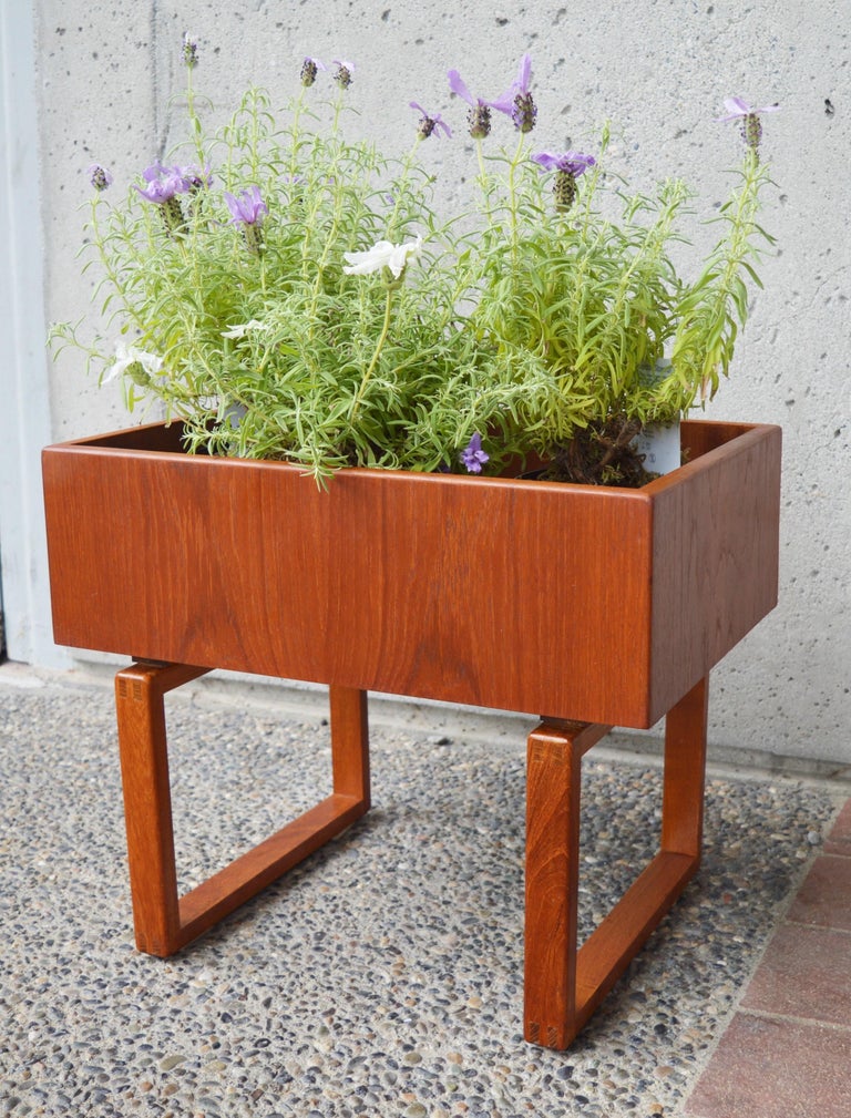 Danish Modern Teak Minimalist Floating Planter Box by Kai Kristiansen ...