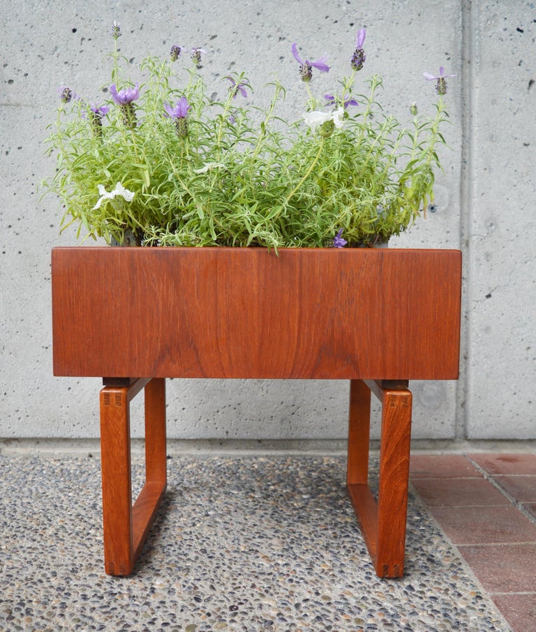 Danish Modern Teak Minimalist Floating Small Planter Box by Kai ...