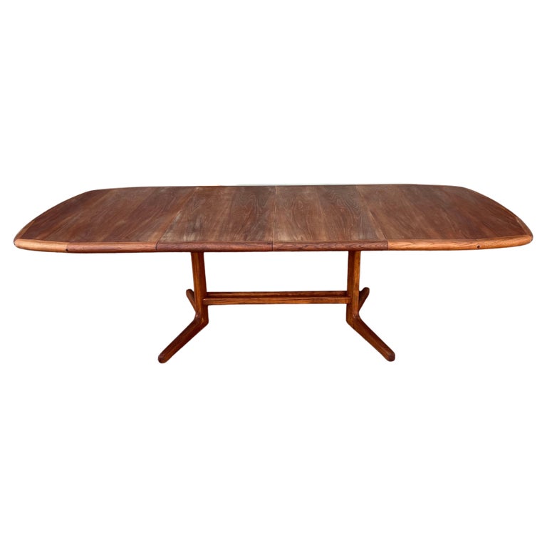 Danish Modern Teak Oval Extendable Dining Table Extra Long Double Leaf ...