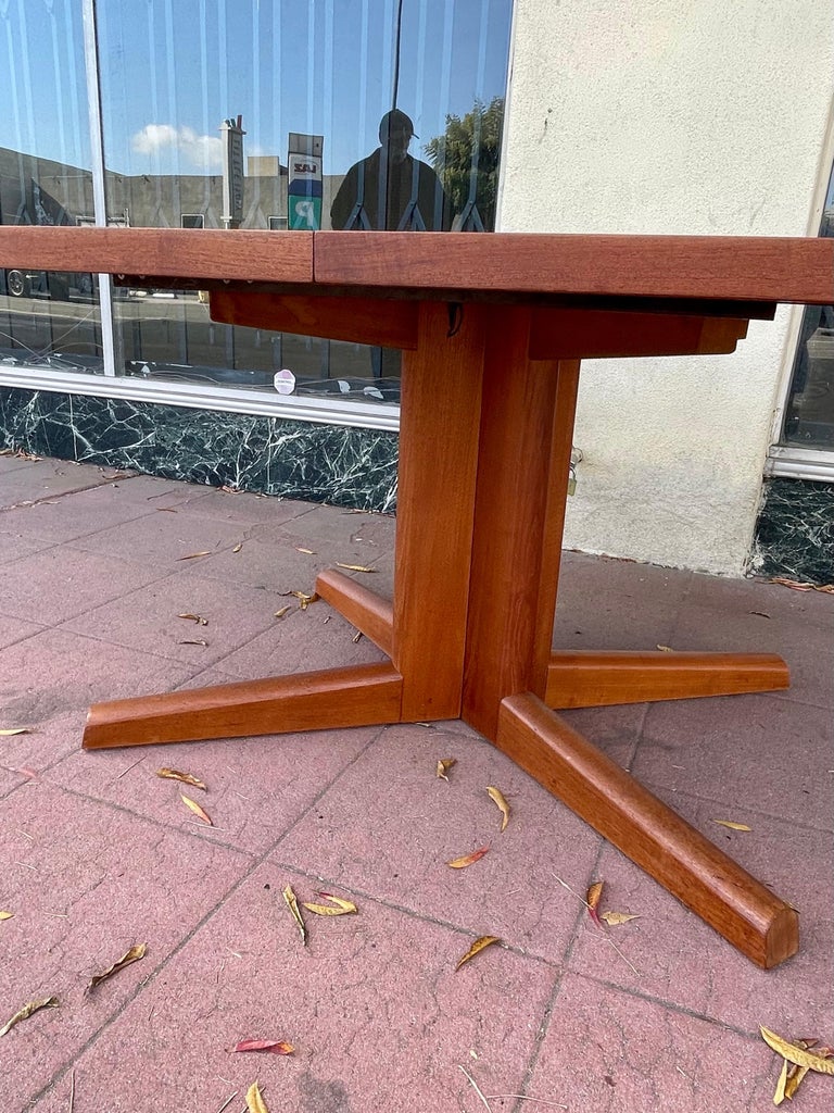 Danish Modern Teak Oval Extendable Dining Table Extra Large at 1stDibs