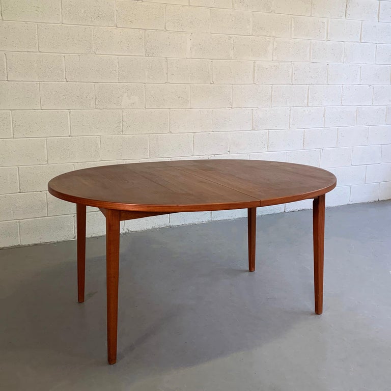 Danish Modern Teak Oval Extension Dining Table at 1stDibs
