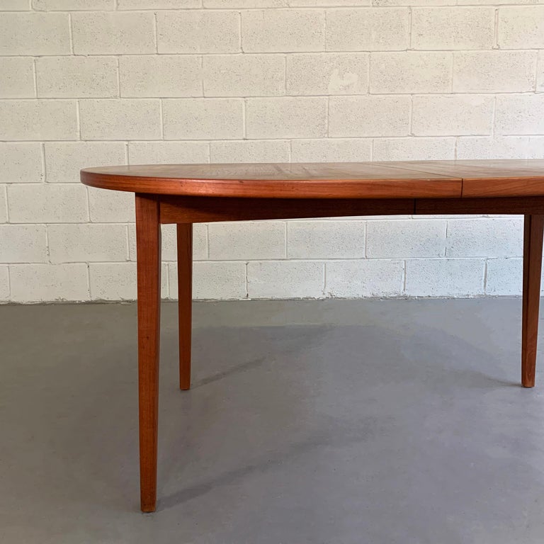 Danish Modern Teak Oval Extension Dining Table at 1stDibs