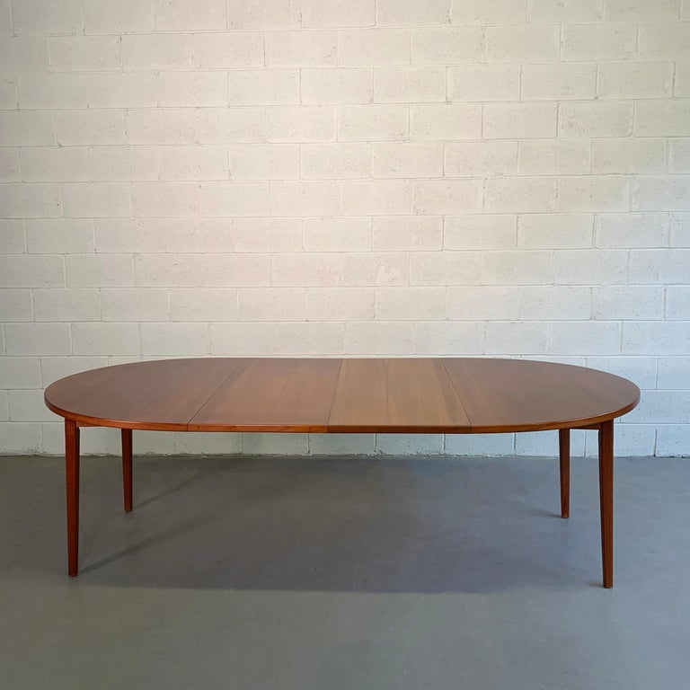 Danish Modern Teak Oval Extension Dining Table at 1stDibs