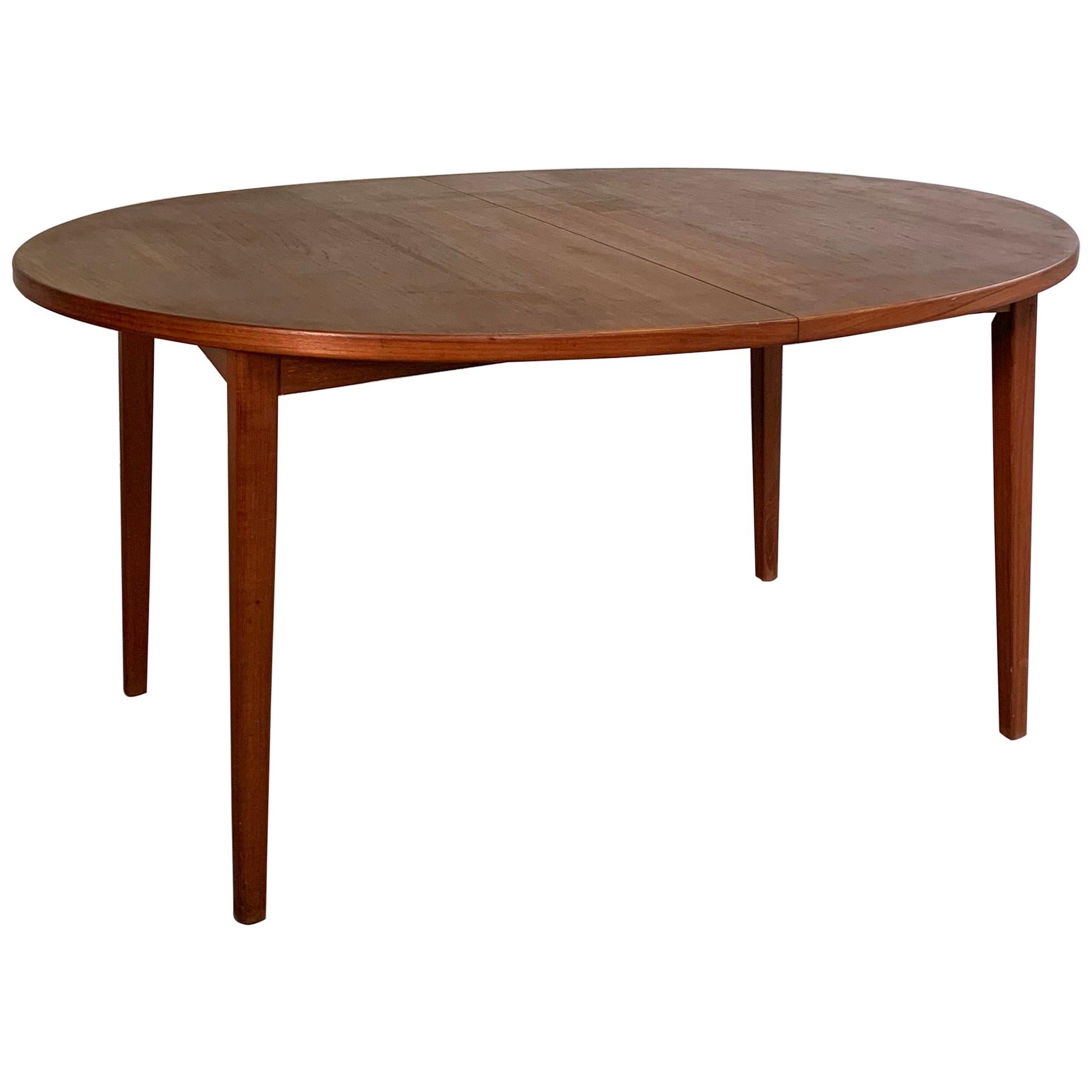 Danish Modern Teak Oval Extension Dining Table at 1stDibs