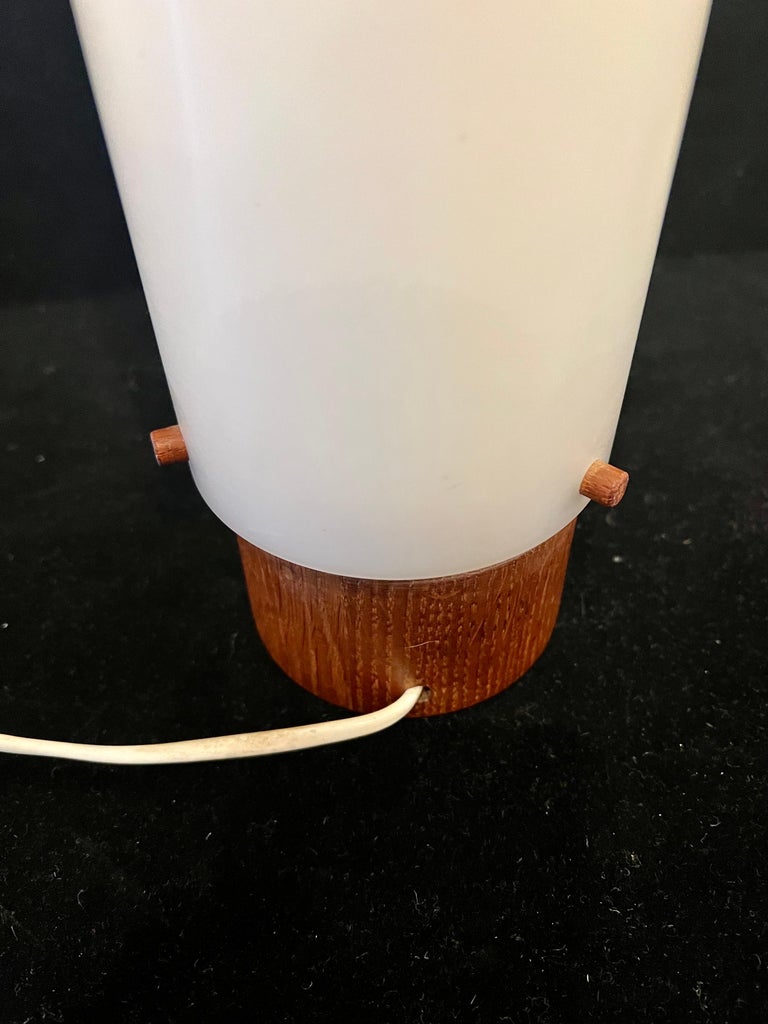 Danish Modern Teak and Plastic Swedish Cylinder Table Lamp by Luxus For ...