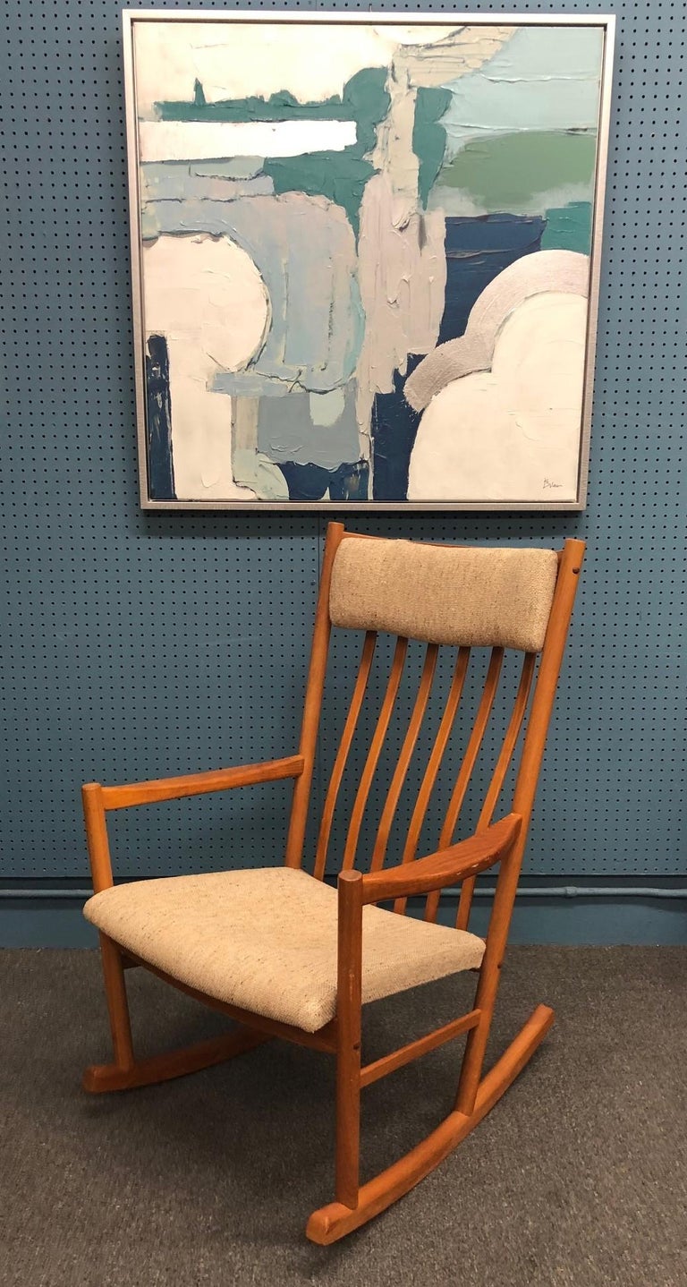 Danish Modern Teak Rocking Chair/Rocker at 1stDibs | hans wegner stole