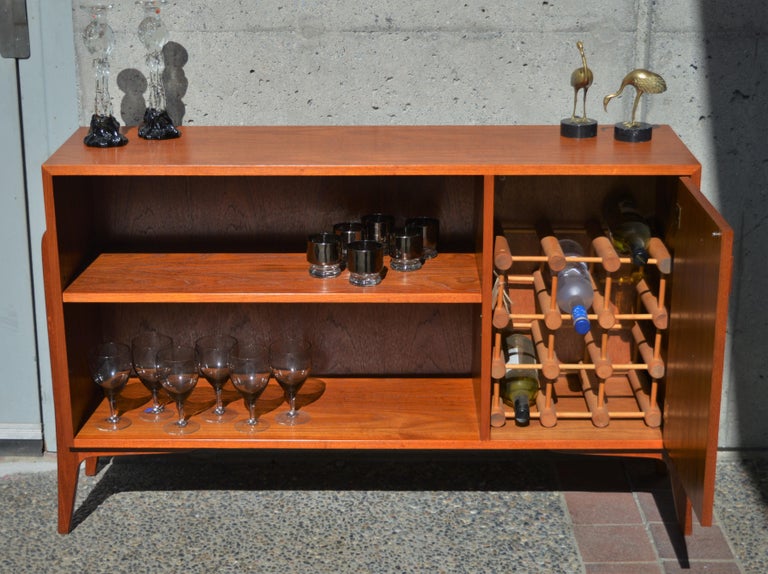 Danish Modern Teak Room Divider or Cabinet with Exposed Legs and ...