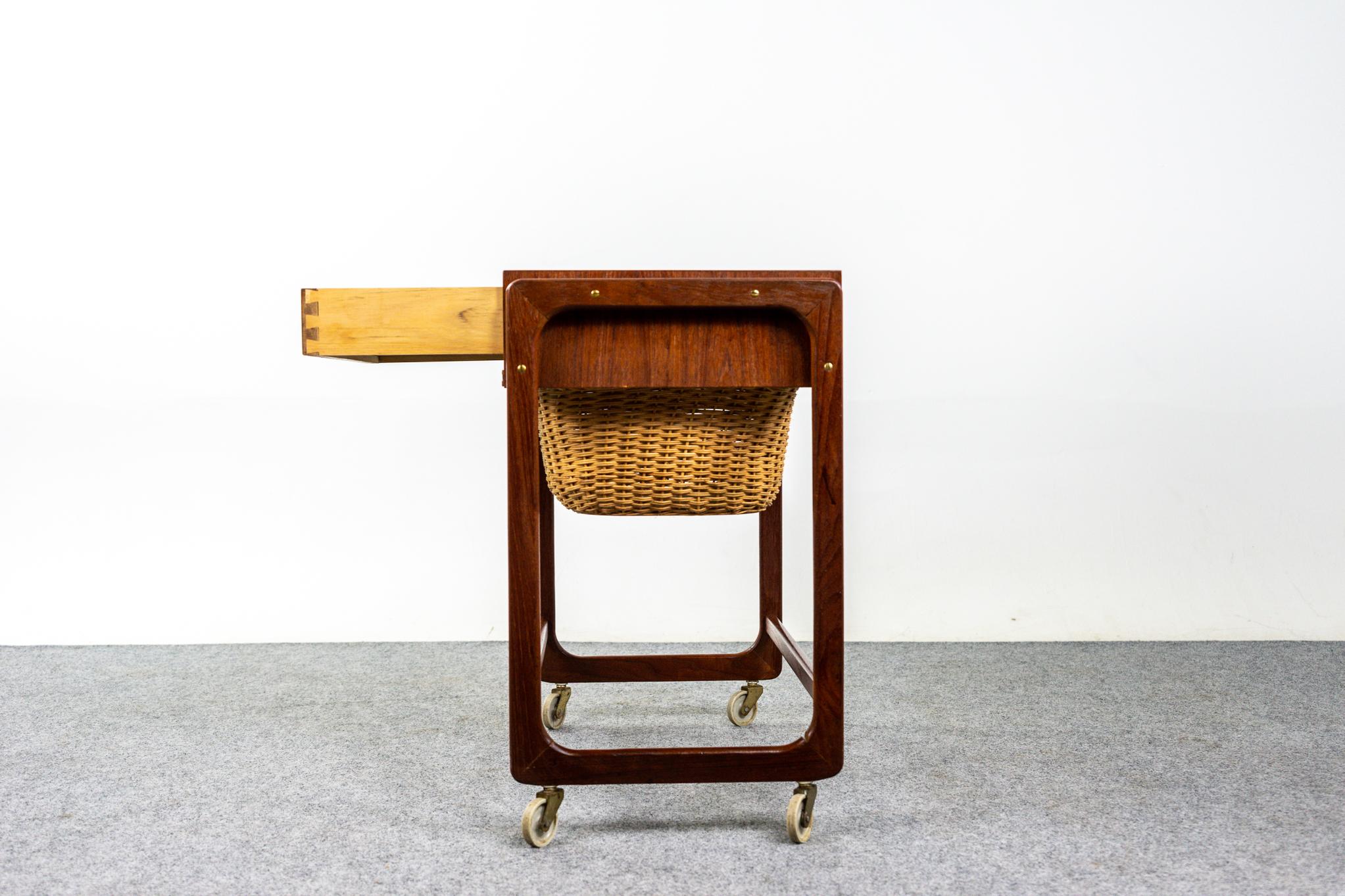 Danish Modern Teak Sewing Table For Sale at 1stDibs
