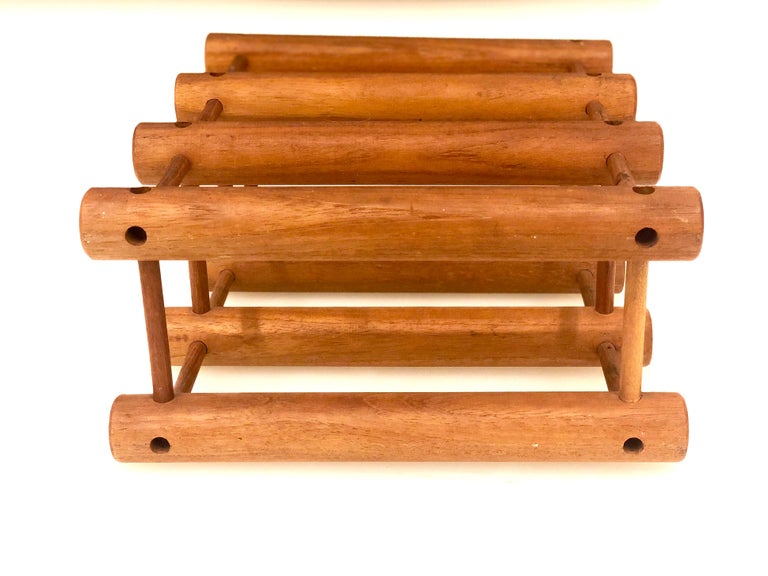Danish Modern Teak Six Bottle Wine Rack or Holder by Nissen Langaa at ...