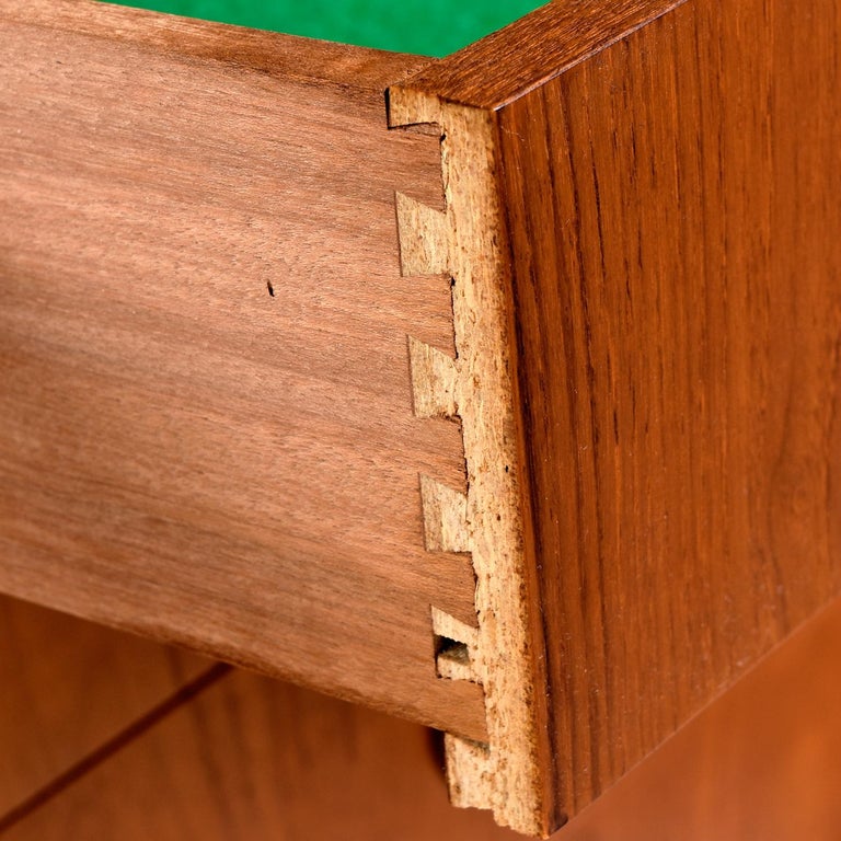 Danish Modern Teak Sliding Door Credenza with Recessed Coin Pulls For ...