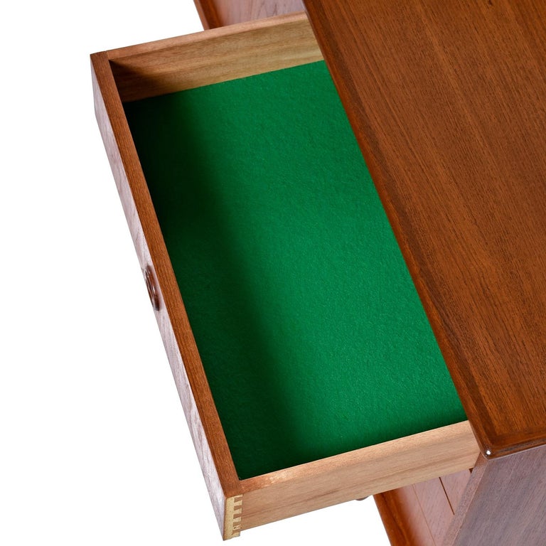 Danish Modern Teak Sliding Door Credenza with Recessed Coin Pulls For ...