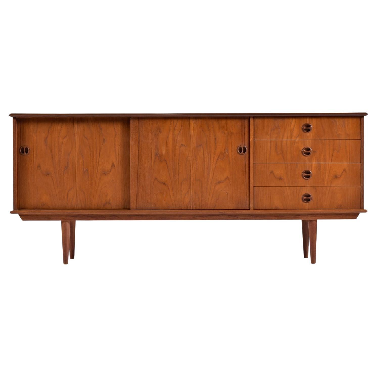Midcentury Scandinavian Modern Teak Credenza Petite Low Profile Media ...