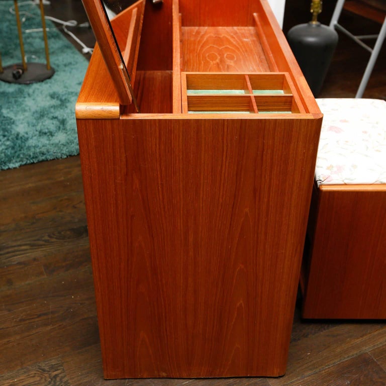 Danish Modern Teak Vanity with Storage Bench at 1stDibs | teak storage ...