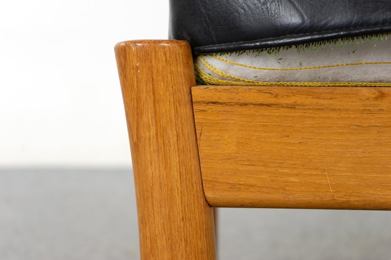Danish Modern Teak + Vinyl Footstool For Sale at 1stDibs