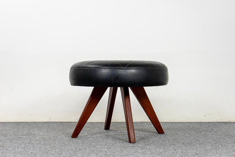 Danish Modern Teak and Vinyl Footstool For Sale at 1stDibs