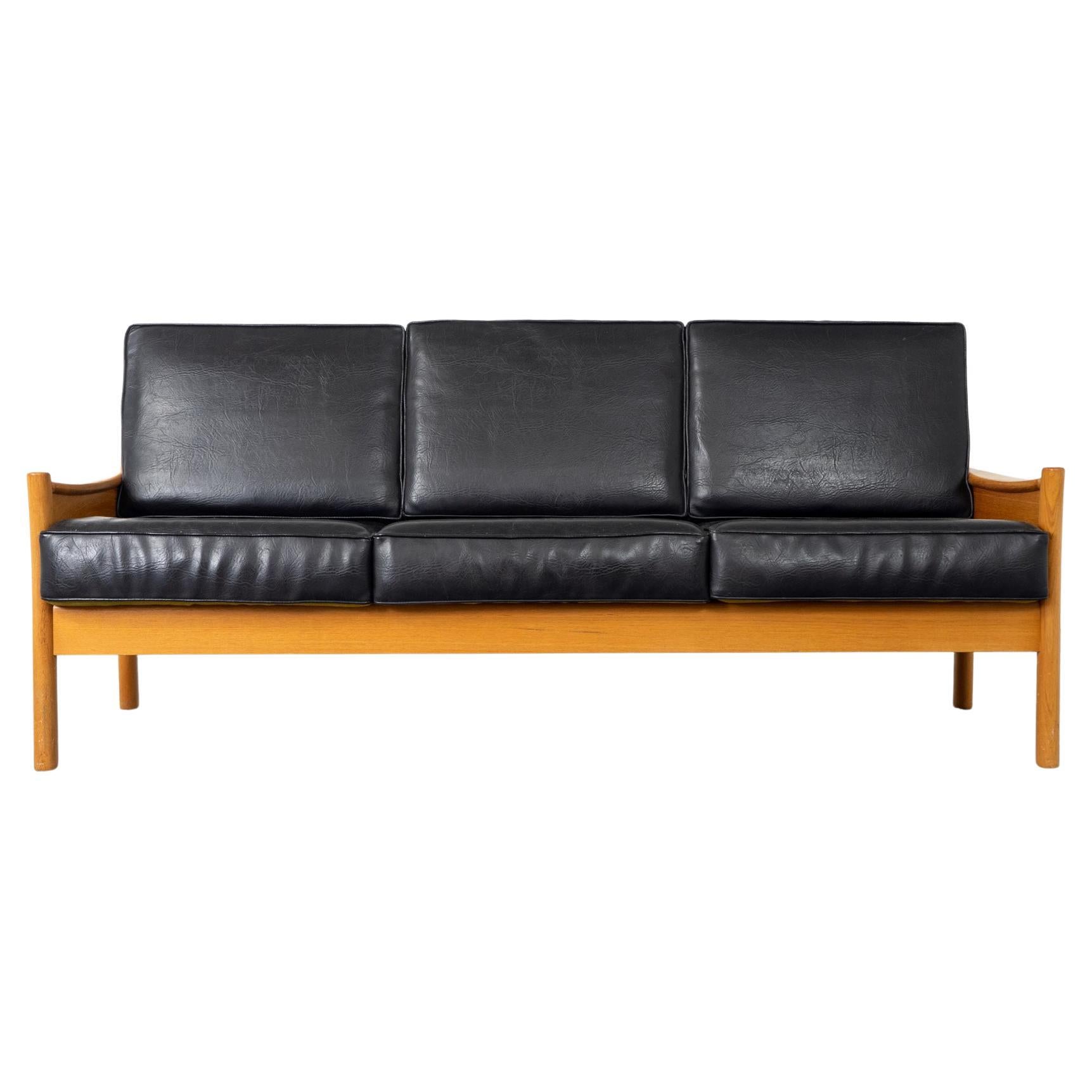 Classic Overman Black Vinyl Mod Sofa at 1stDibs