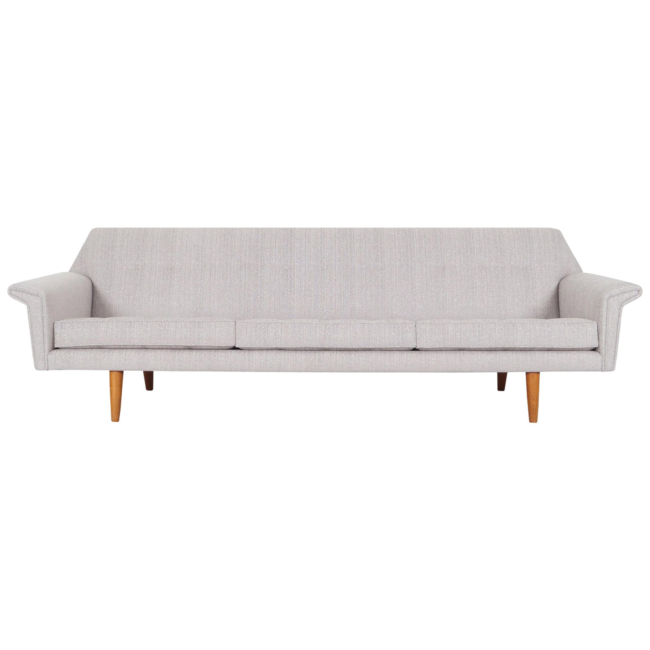 Teak Legged Danish Modern sofa in Charcoal Fabric at 1stDibs
